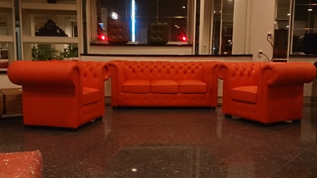 Classic 211 Orange Chesterfield Garnitur