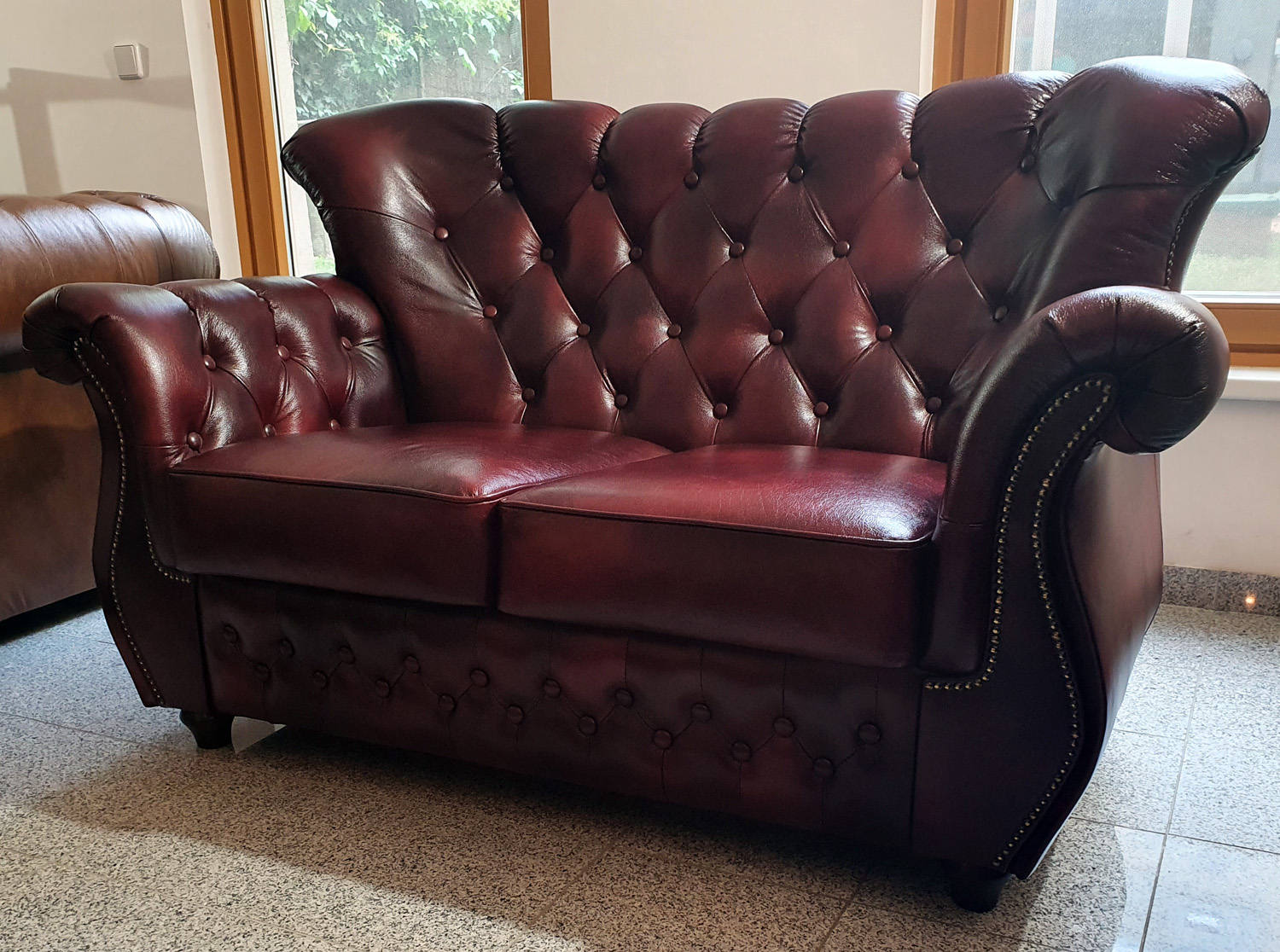 Monk Antikrot 2-Sitzer Chesterfield Sofa (A7)